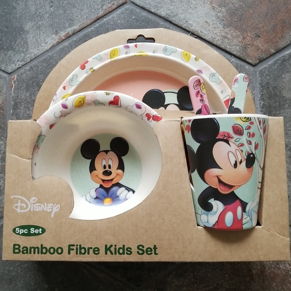Disney | Dining | Disney Mickey Mouse 5 Piece Bamboo Kids Set | Poshmark